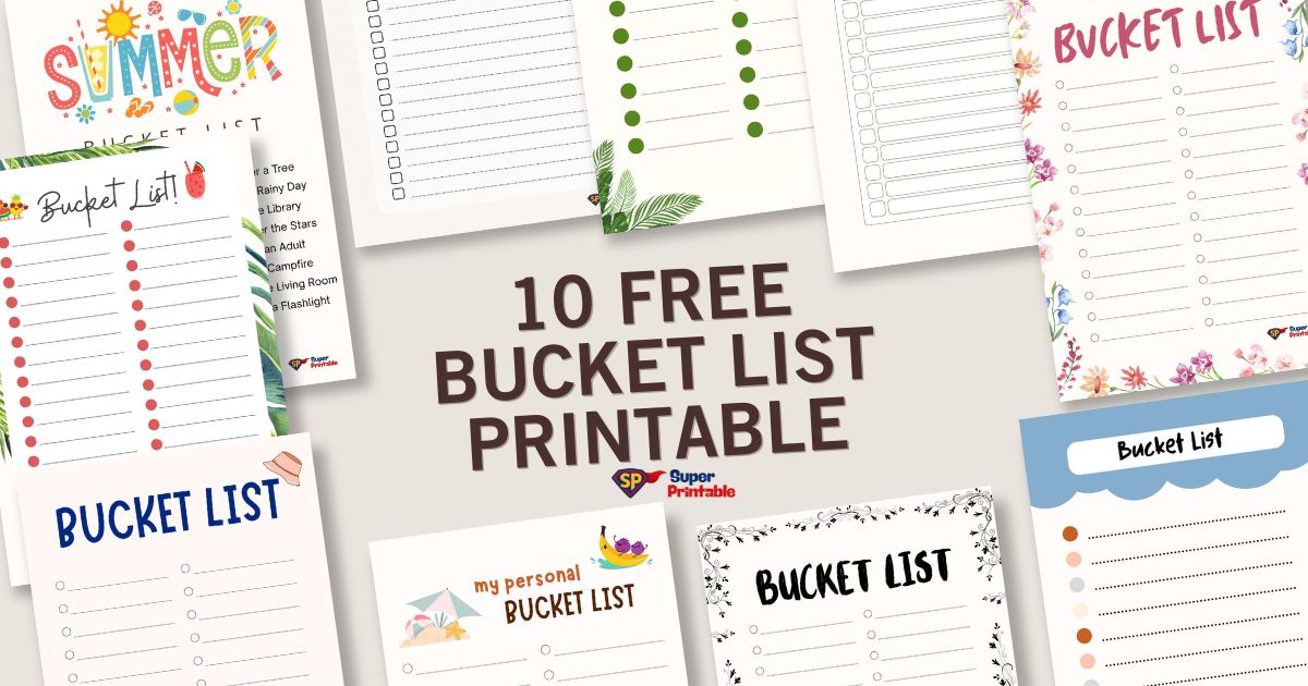 10 Free Bucket List Printable - SuperPrintable