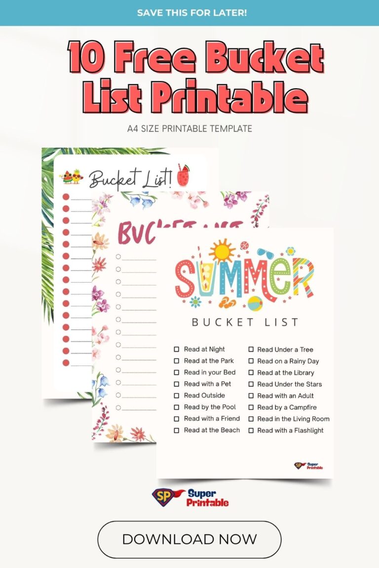 10 Free Bucket List Printable - SuperPrintable