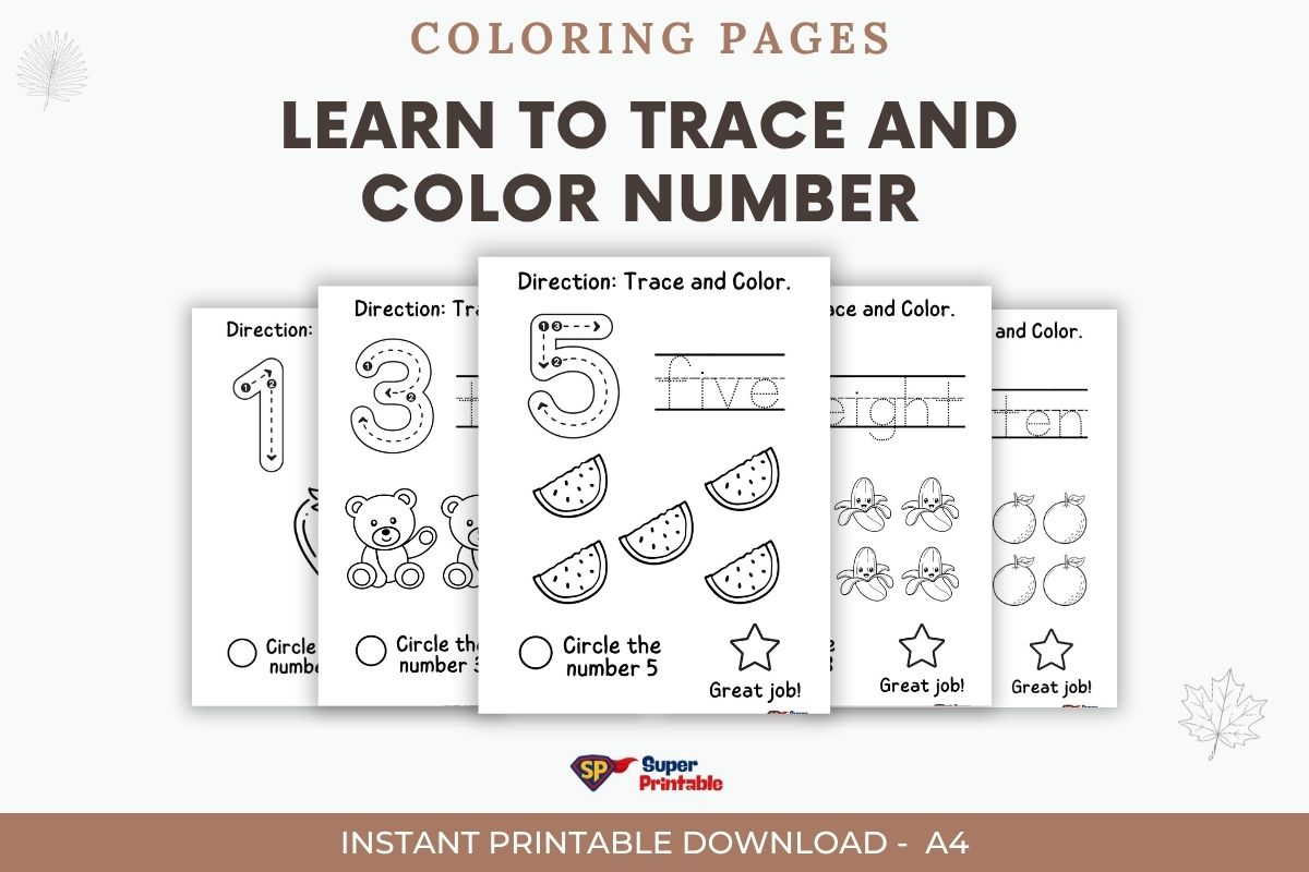 10 Free Learn to Trace and Color Number