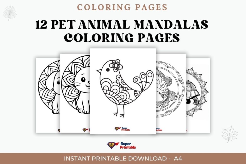 12 Pet Animal Mandalas Coloring Pages to Print and Enjoy