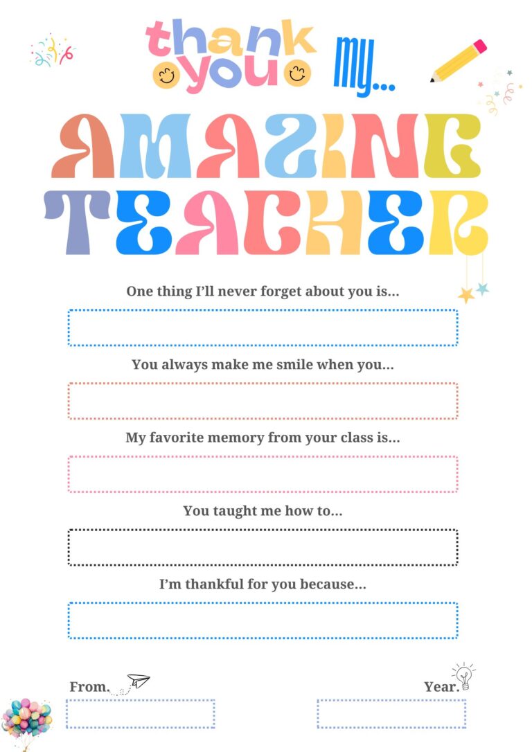Free Teacher Appreciation Printable (A4) – Thank You Letter PDF