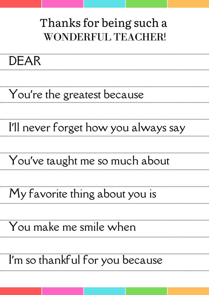 Free Teacher Appreciation Printable (A4) – Thank You Letter PDF