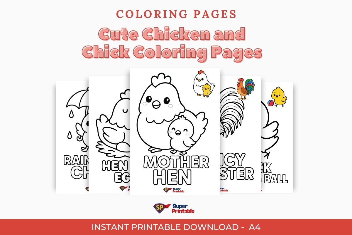 10 Cute Chicken and Chick Coloring Pages – Kawaii Farm Animal
