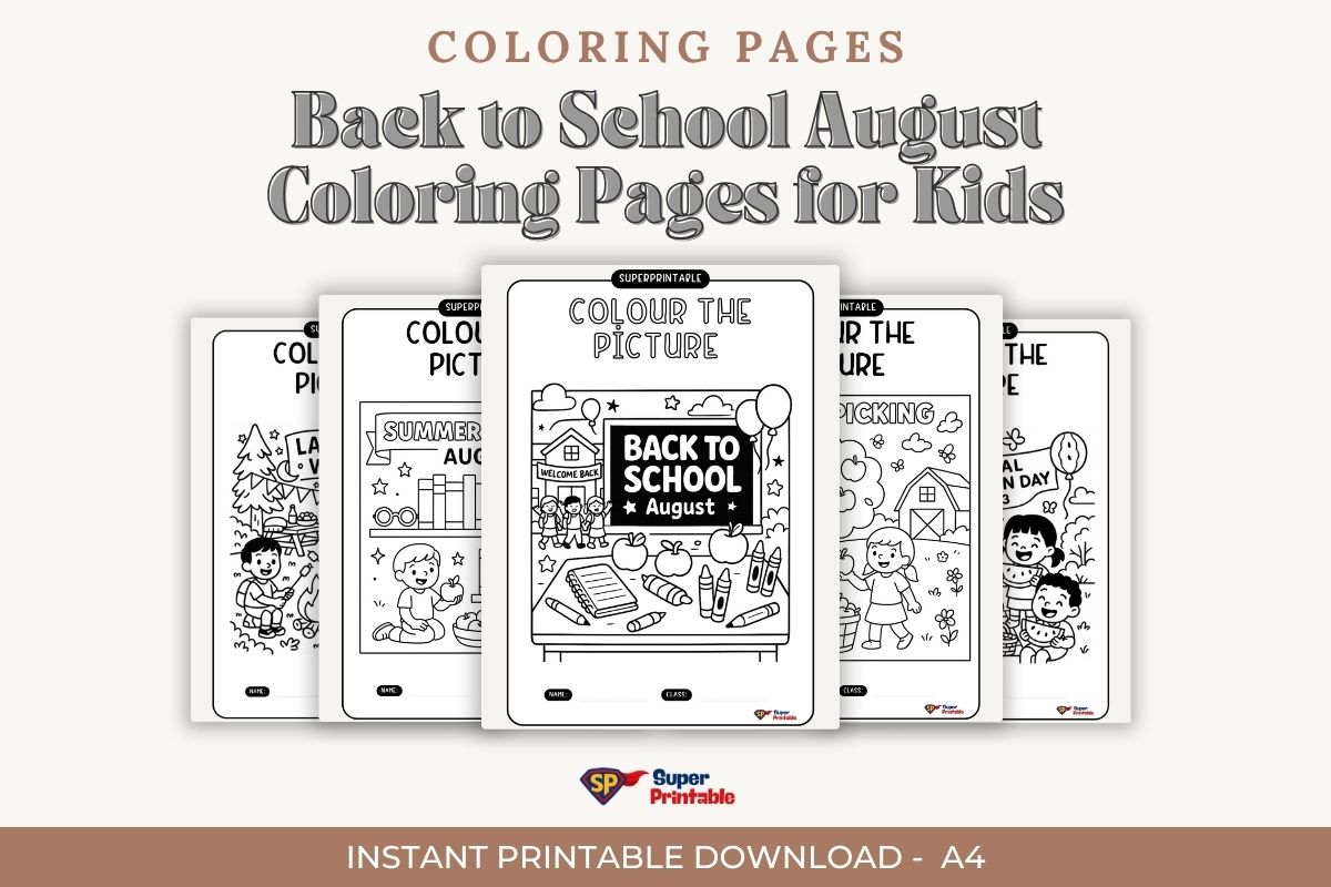 Back to School August Coloring Pages for Kids - SuperPrintable