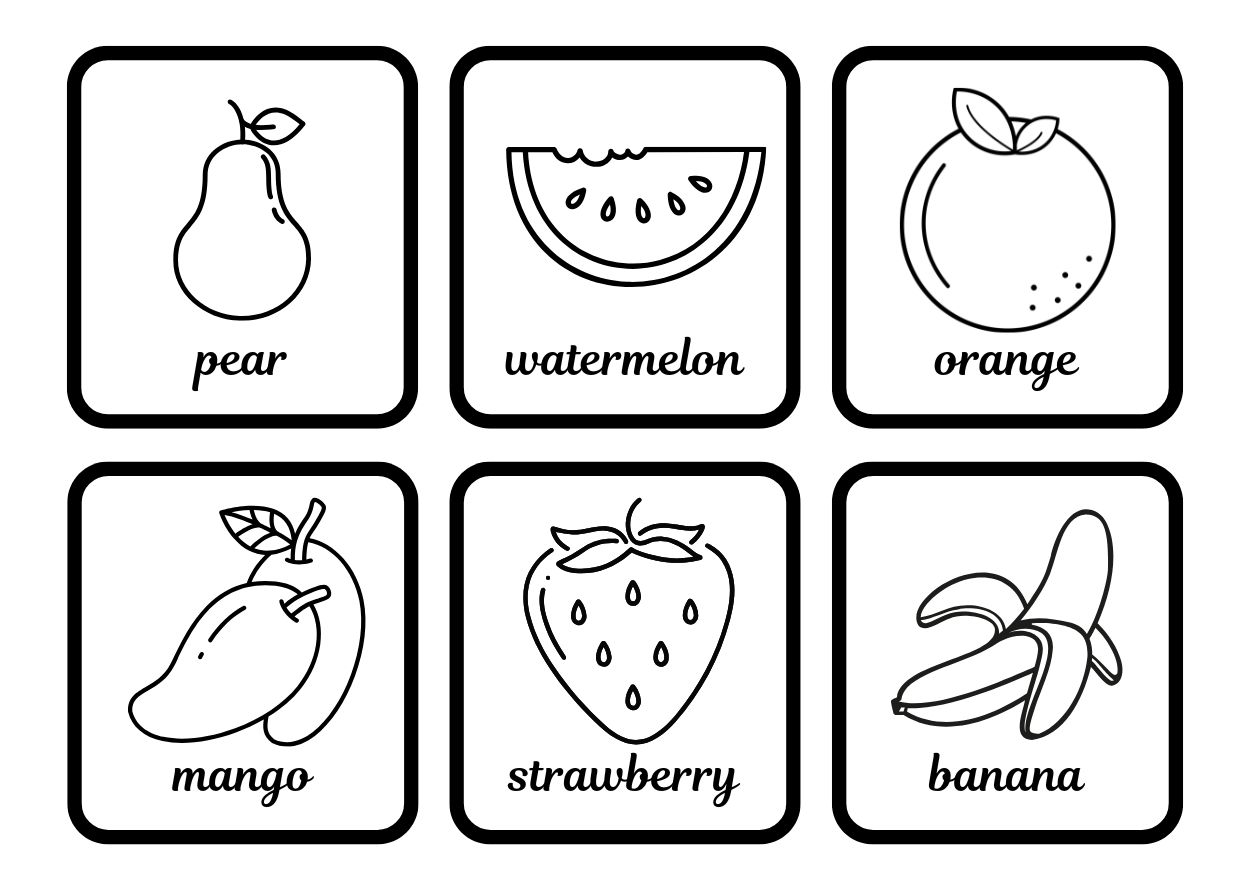 72 Fruit Flash Cards Printable for Kids