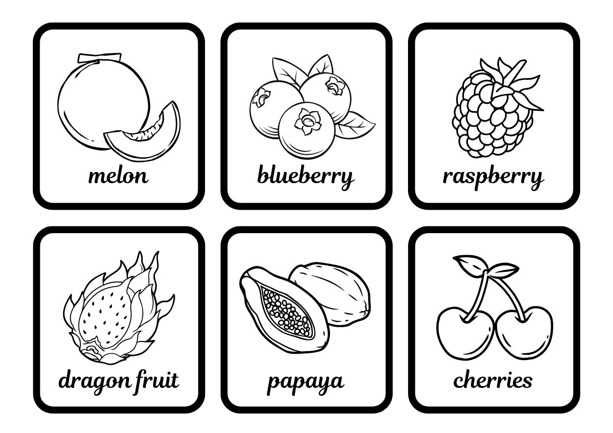 72 Fruit Flash Cards Printable for Kids