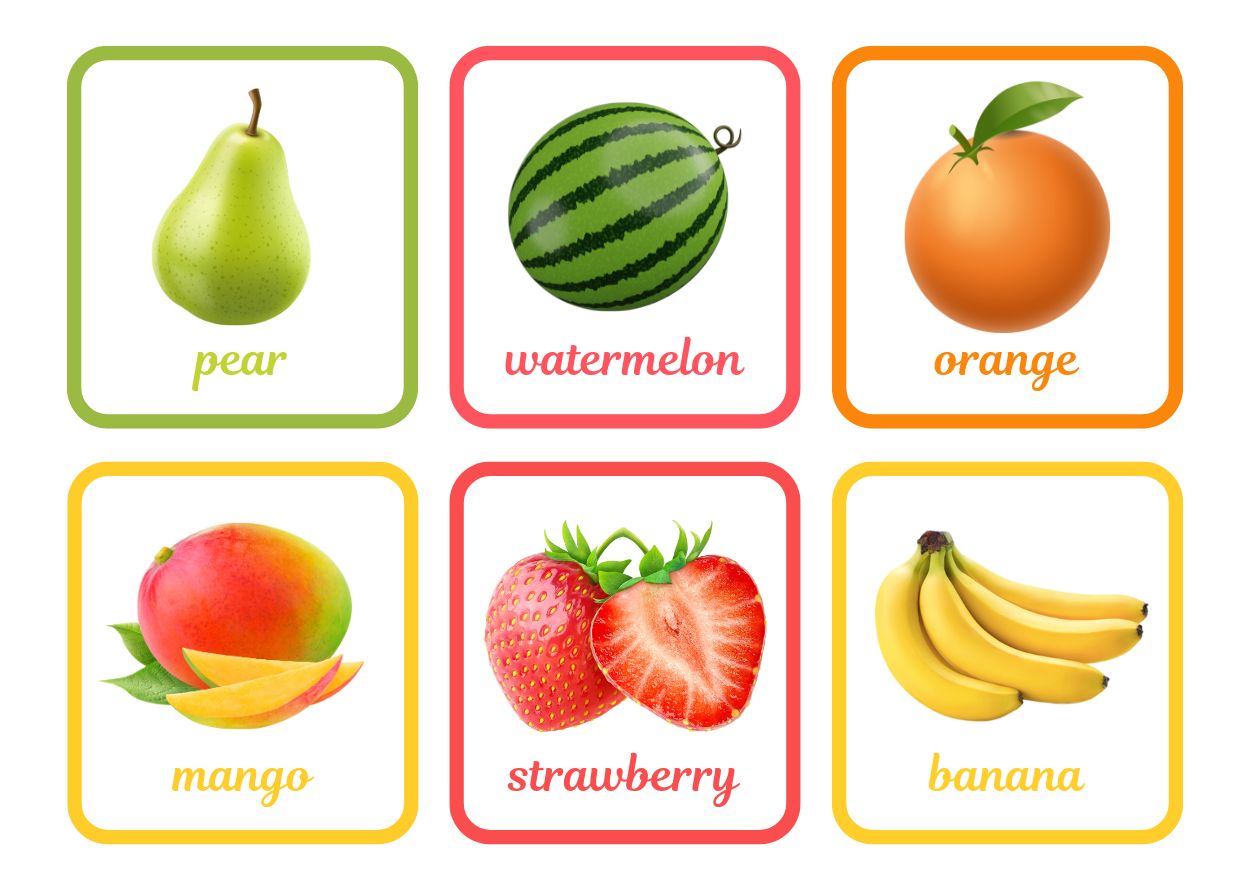 72 Fruit Flash Cards Printable for Kids