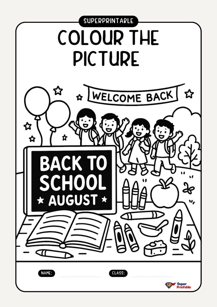 Back to School August Coloring Pages for Kids - SuperPrintable