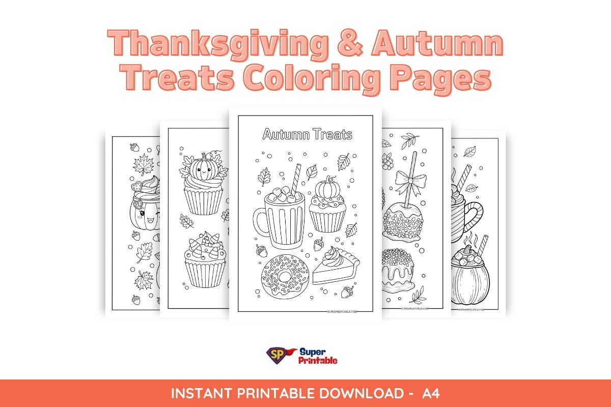 10 Thanksgiving & Autumn Treats Coloring Pages