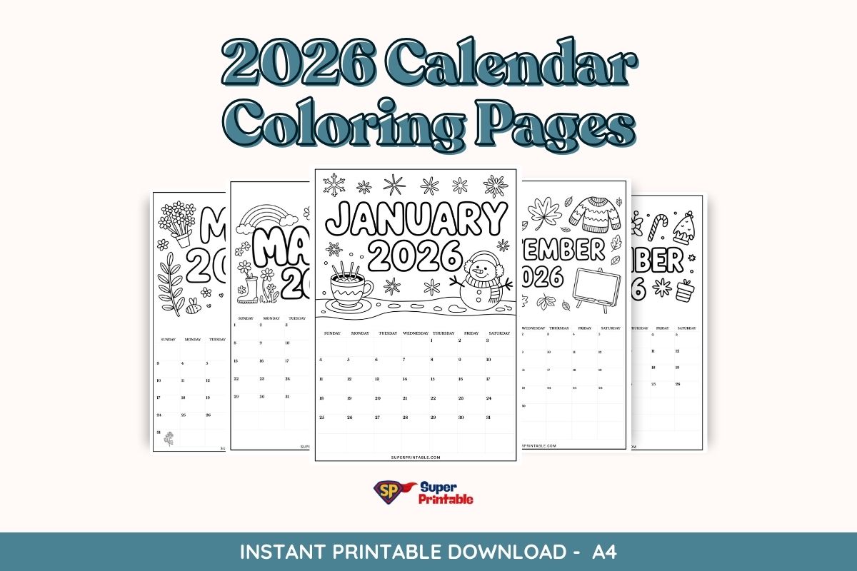 2026 Calendar Coloring Pages | Free PDF Printables
