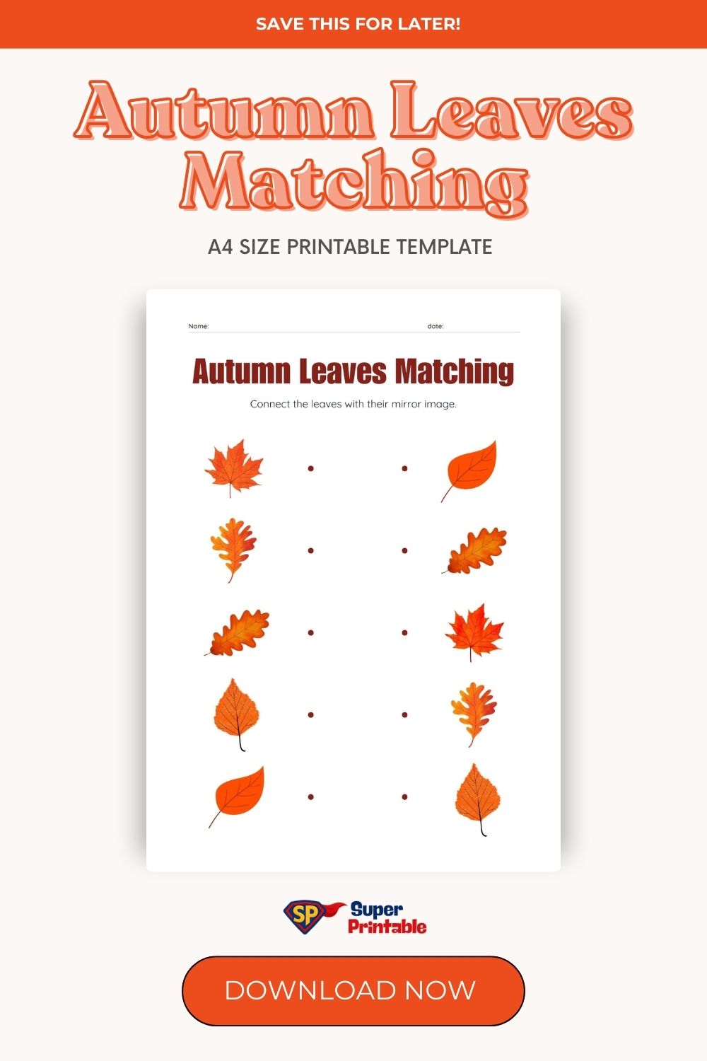 Autumn Leaves Matching | Free PDF Printables