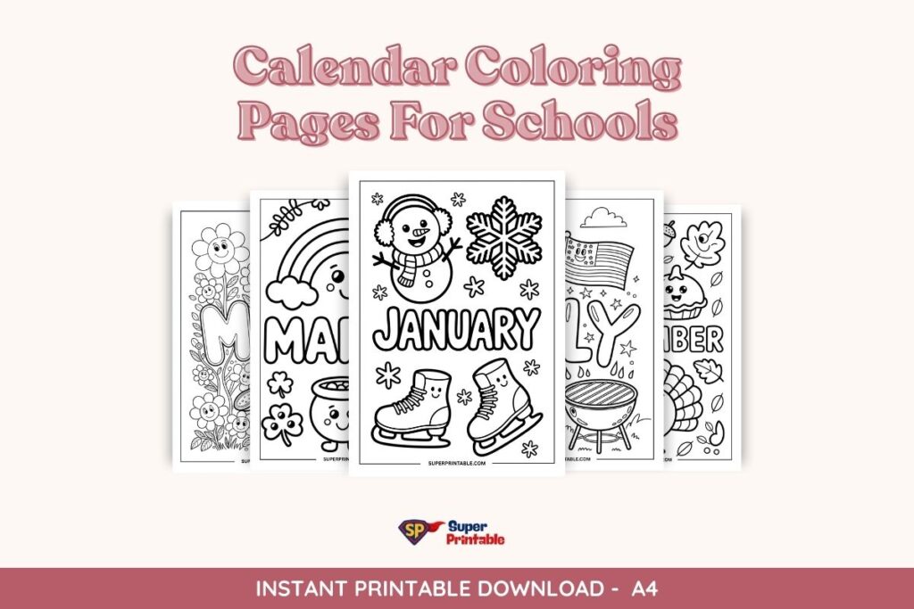 Calendar Coloring Pages For Schools | Free PDF Printables