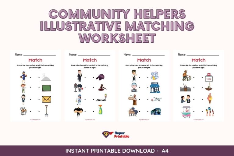 Community Helpers Illustrative Matching Worksheet - SuperPrintable