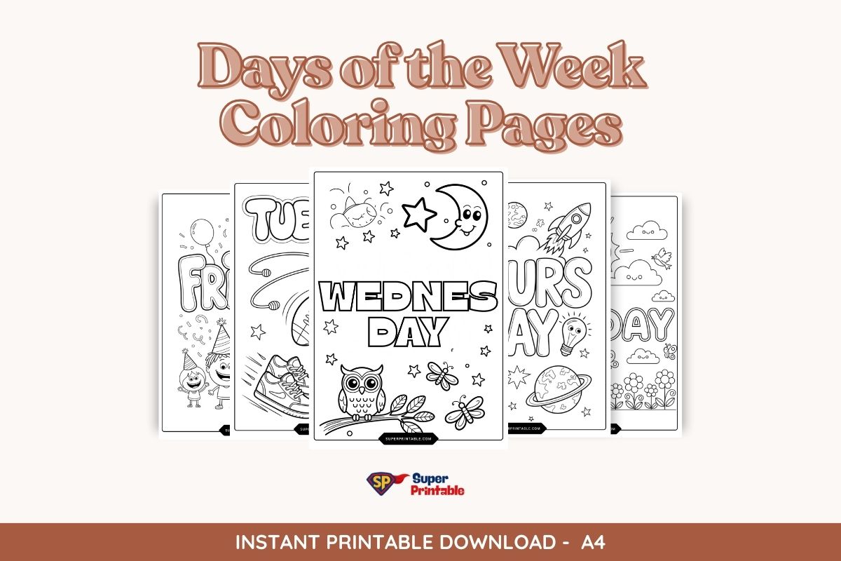 7 Days of the Week Coloring Pages | Free PDF Printables