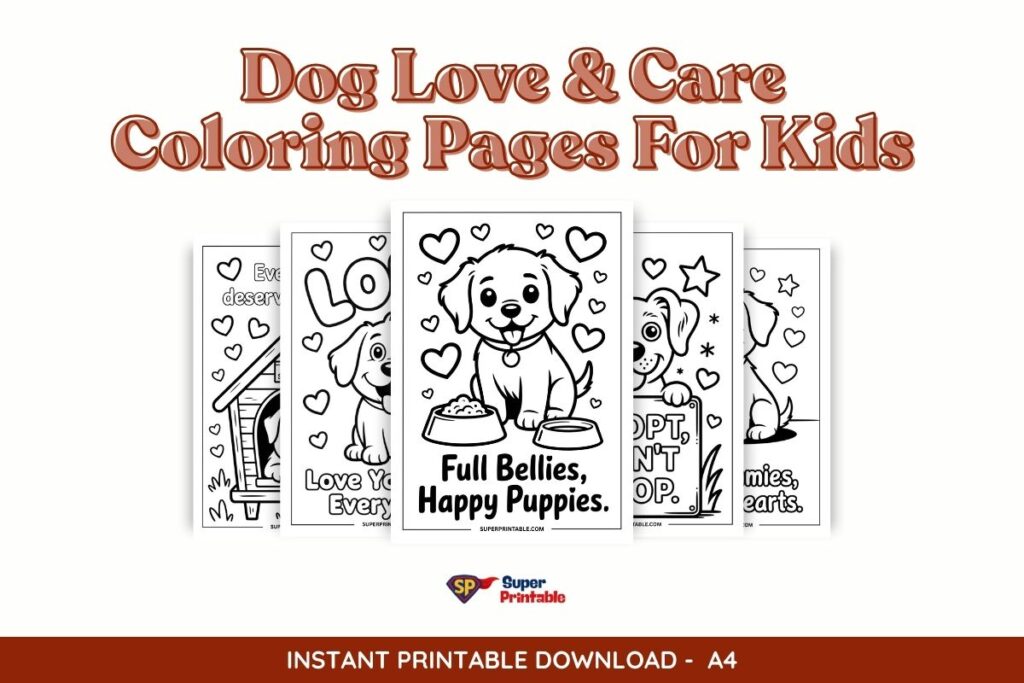 20 Dog Love & Care Coloring Pages For Kids