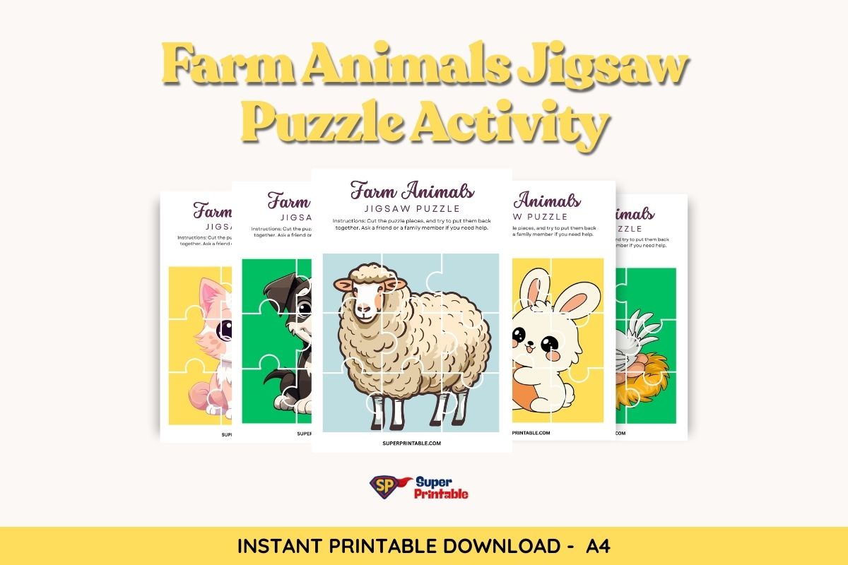 10+ Farm Animals Jigsaw Puzzle Activity | Free PDF Printables