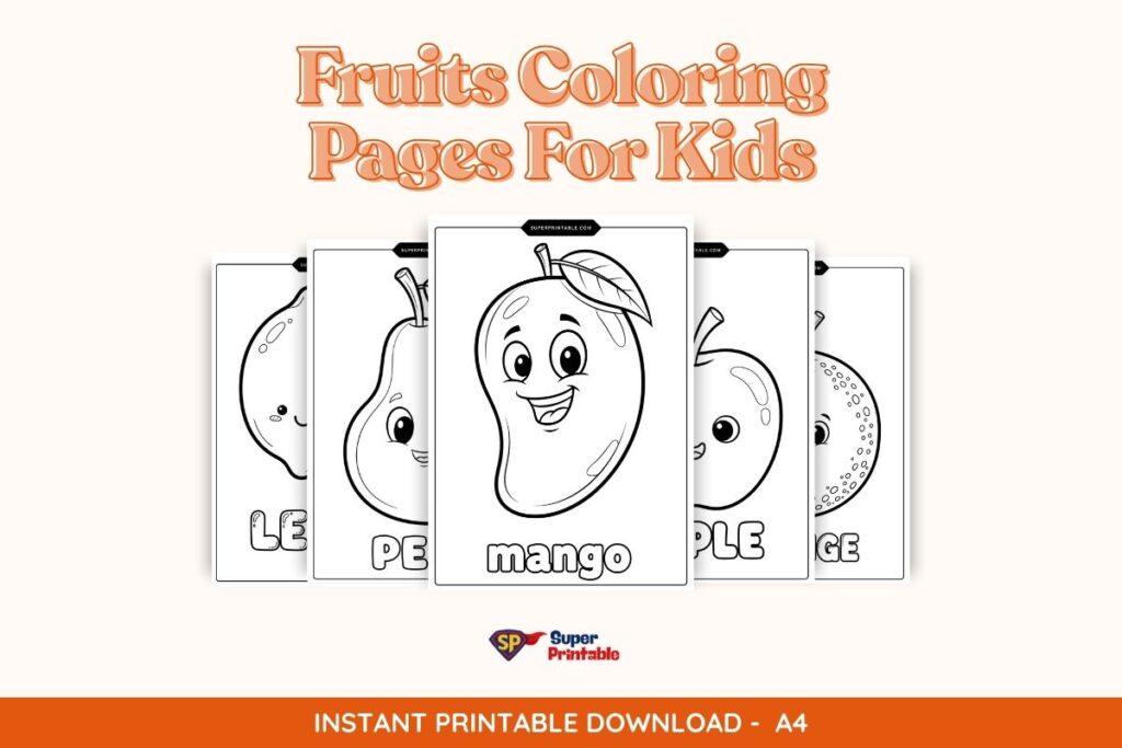 12 Fruits Coloring Pages | Free PDF Printables - SuperPrintable