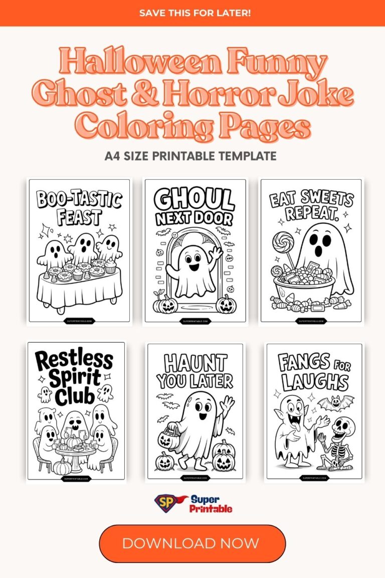 20+ Halloween Funny Ghost & Horror Joke Coloring Pages