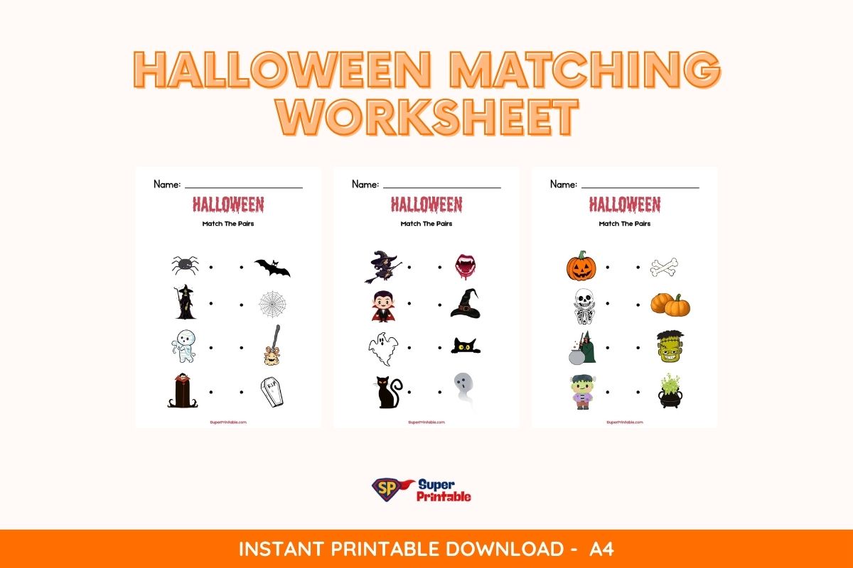 Halloween Matching Worksheet | Free PDF Printables - SuperPrintable
