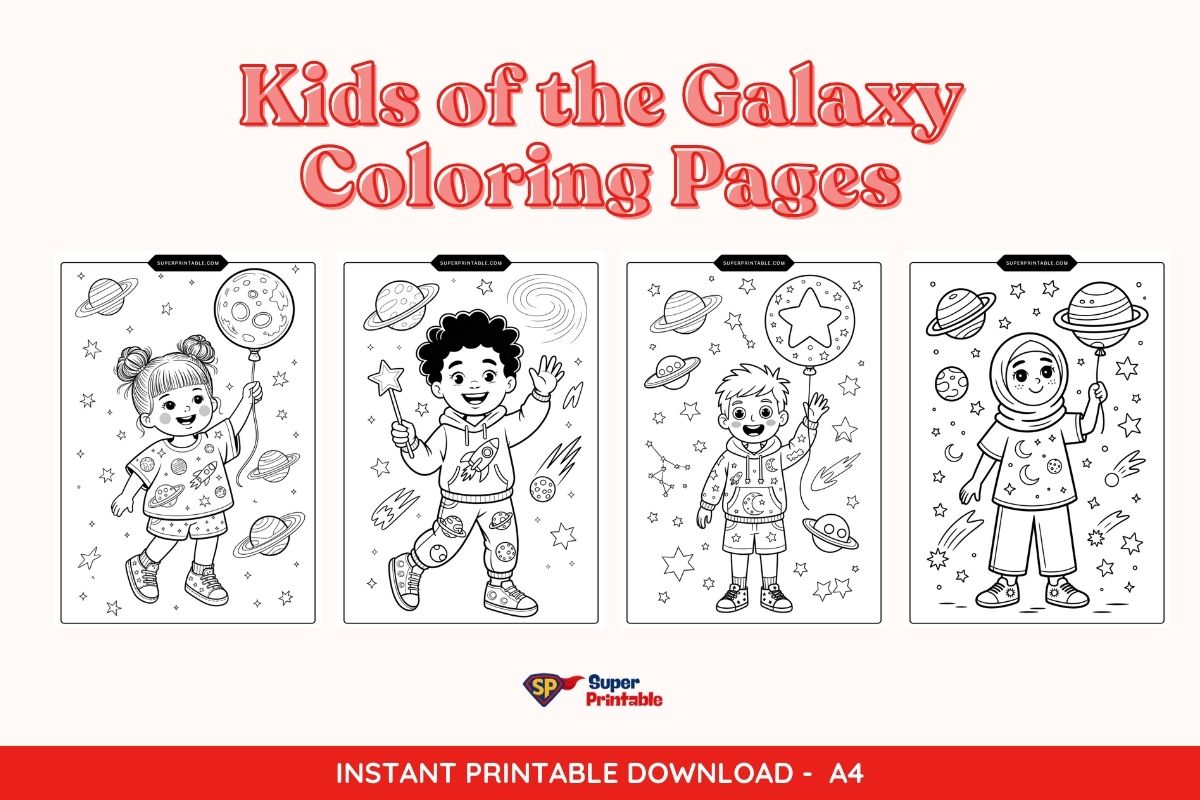 5 Kids of the Galaxy Coloring Pages | Free PDF Printables