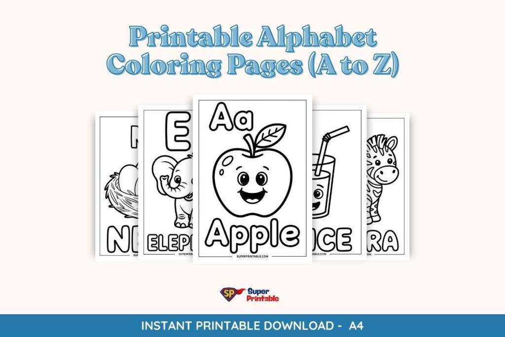 Printable Alphabet Coloring Pages (A to Z) | Free PDF Printables ...