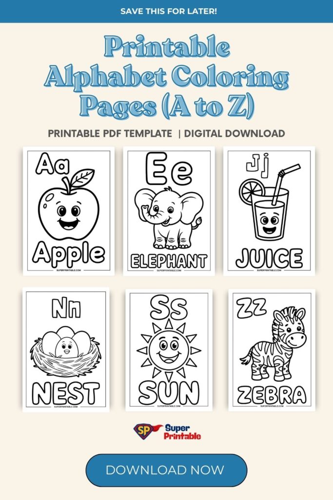 Printable Alphabet Coloring Pages (A to Z) | Free PDF Printables ...