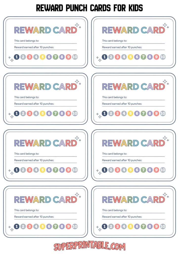 Reward Punch Cards For Kids | Free PDF Printables