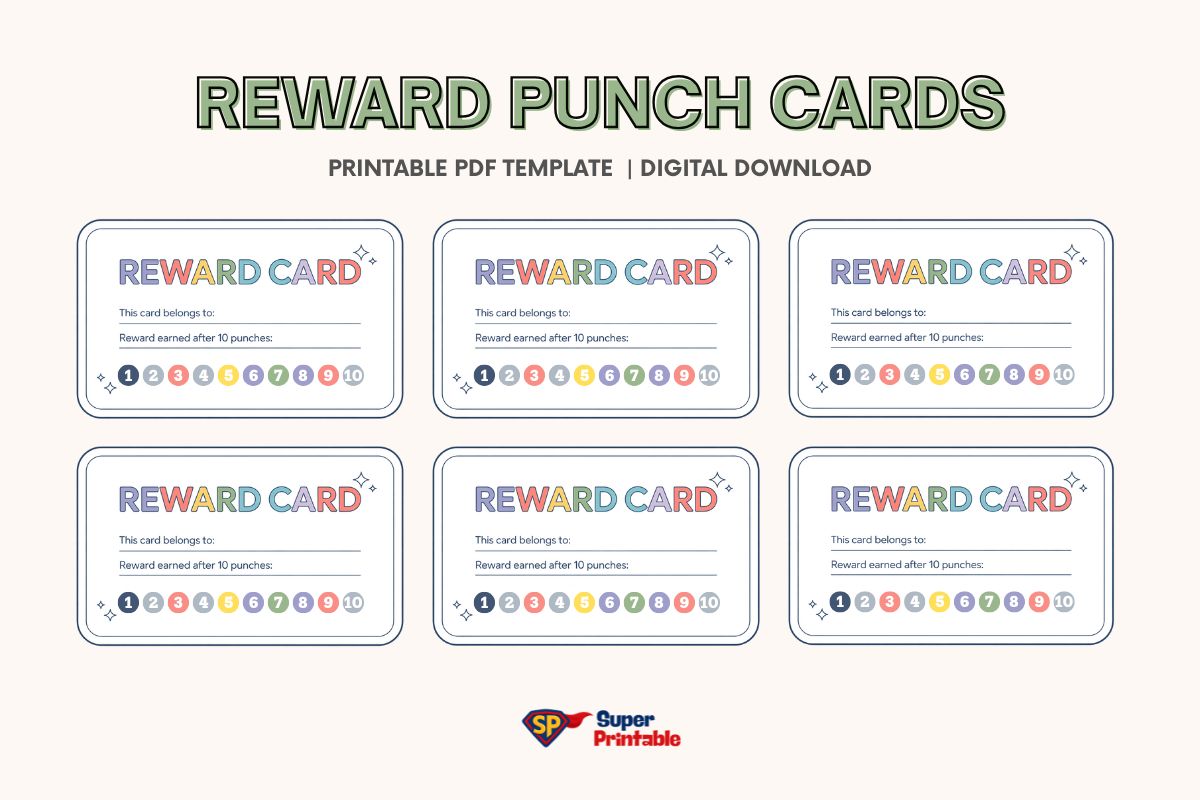 Reward Punch Cards For Kids | Free PDF Printables