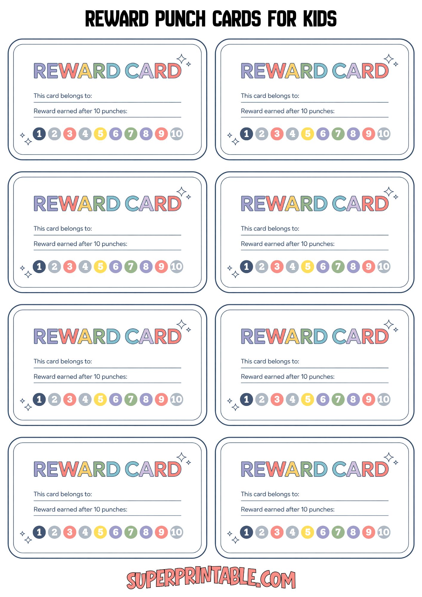 Reward Punch Cards For Kids | Free PDF Printables