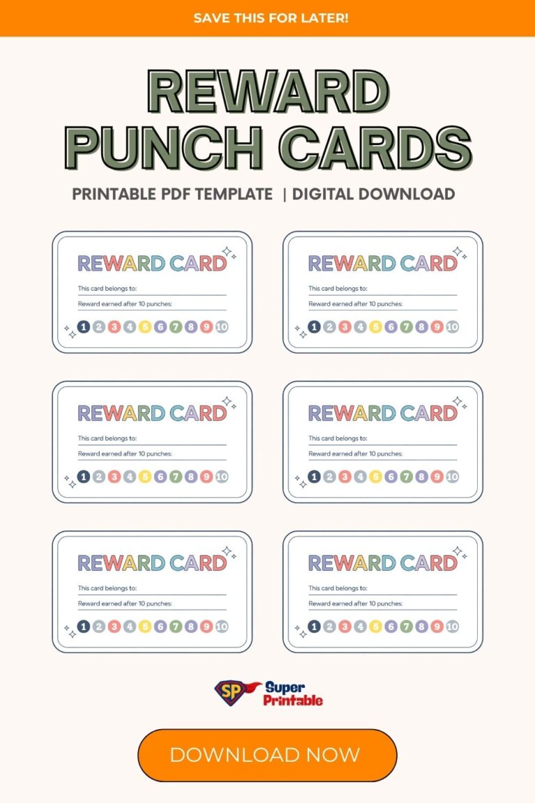 Reward Punch Cards For Kids | Free PDF Printables