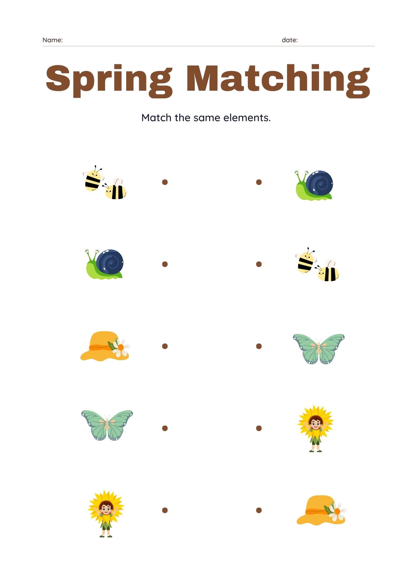 5 Spring Matching Activity | Free PDF Printables