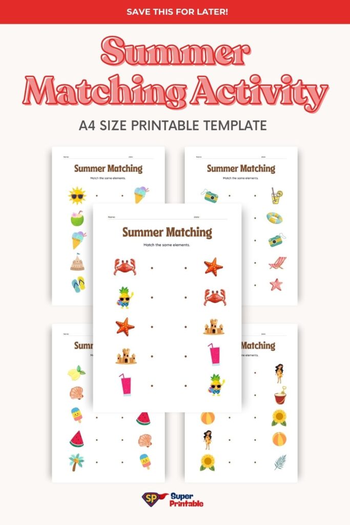 5 Summer Matching Activity | Free PDF Printables