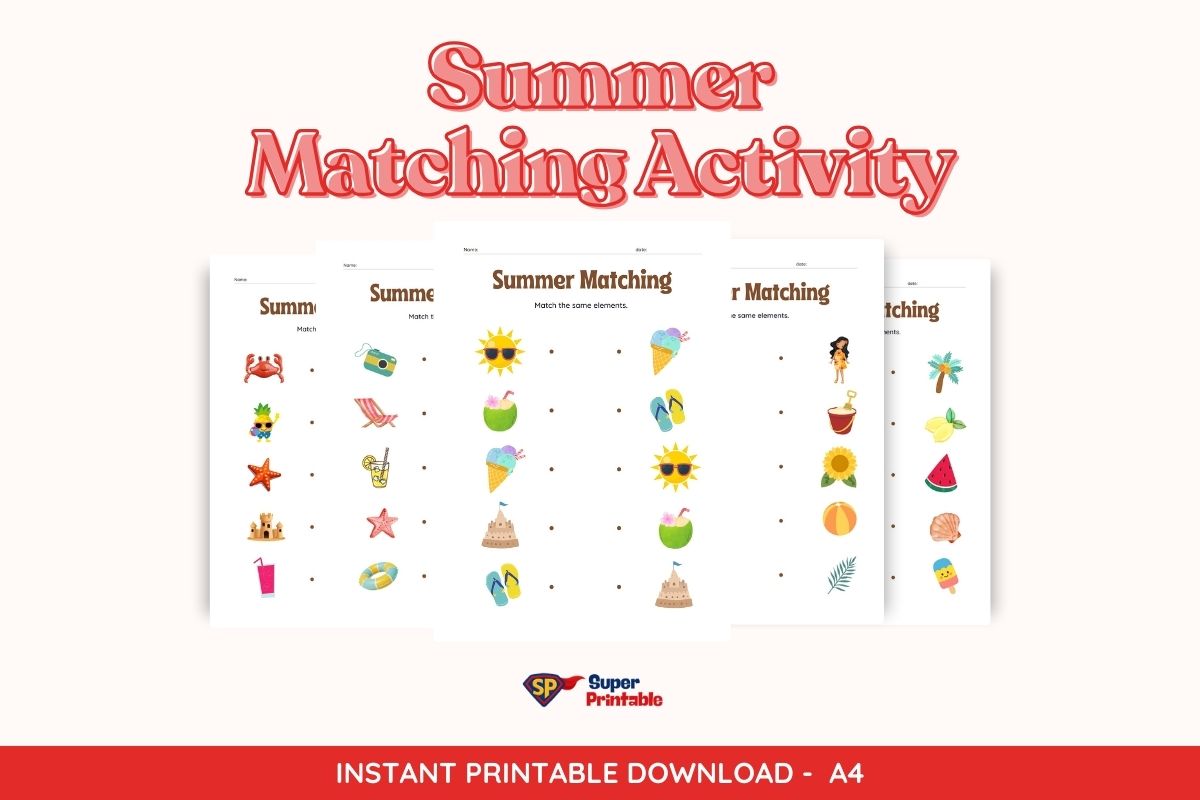 5 Summer Matching Activity | Free PDF Printables