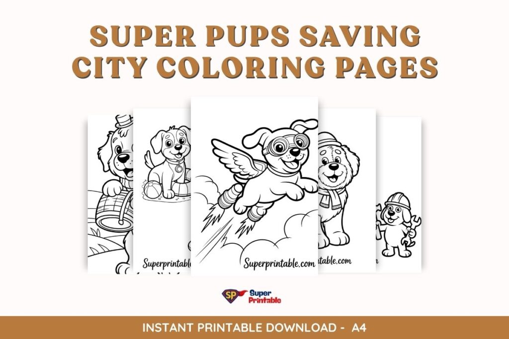 Super Pups Saving City Coloring Pages | Free PDF Printables