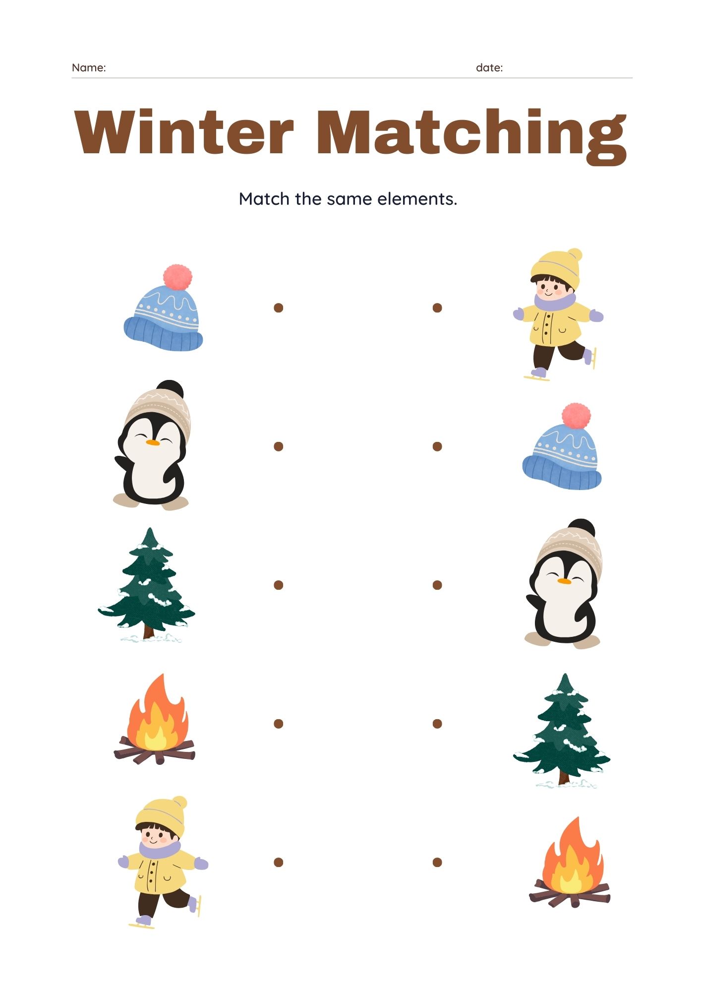 5 Winter Matching Activity | Free PDF Printables