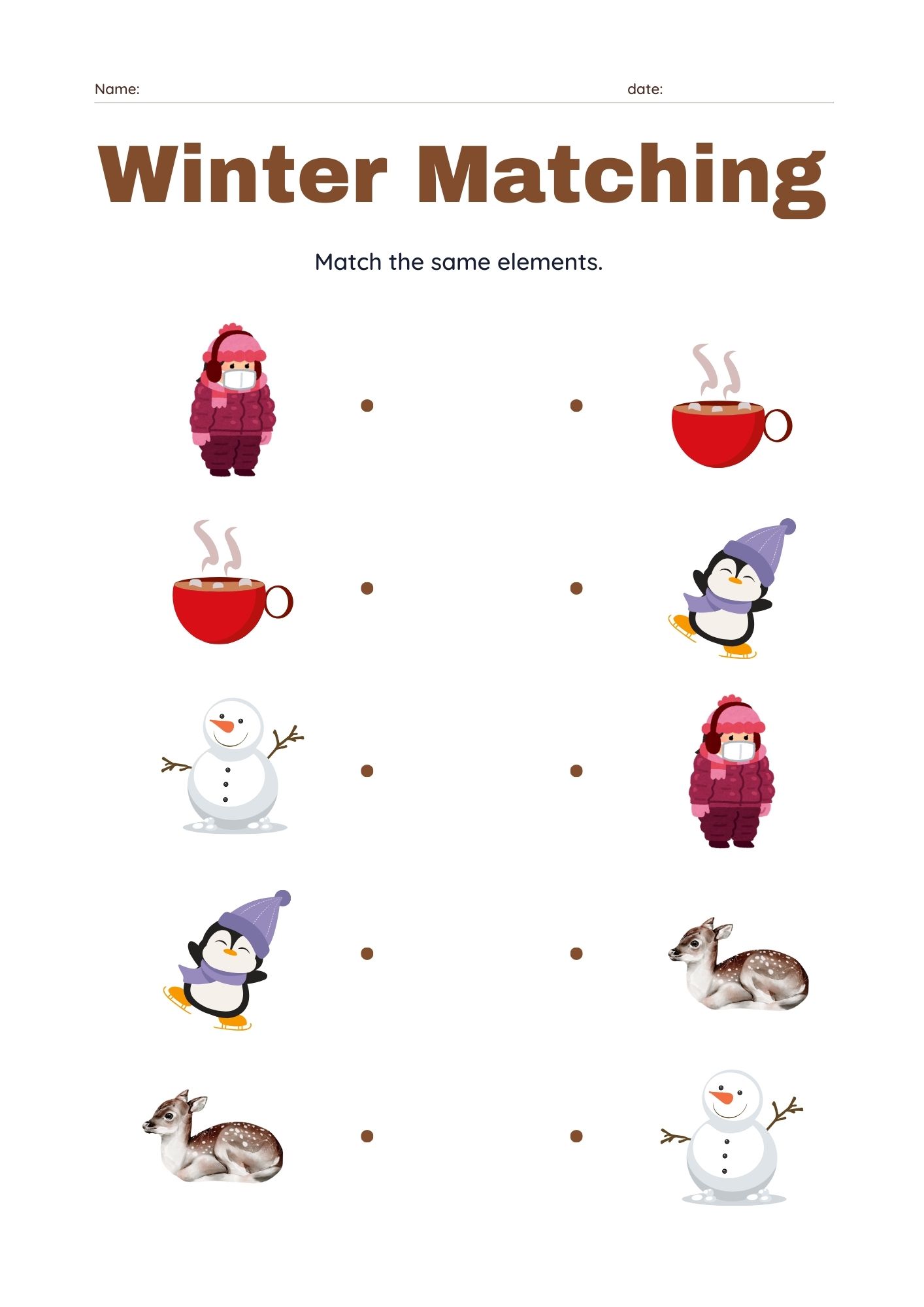 5 Winter Matching Activity | Free PDF Printables