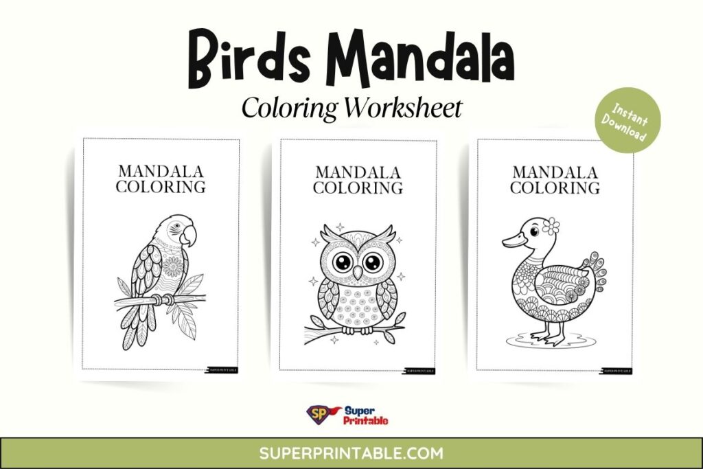 10+ Birds Mandala Coloring Worksheet | Free PDF Printables