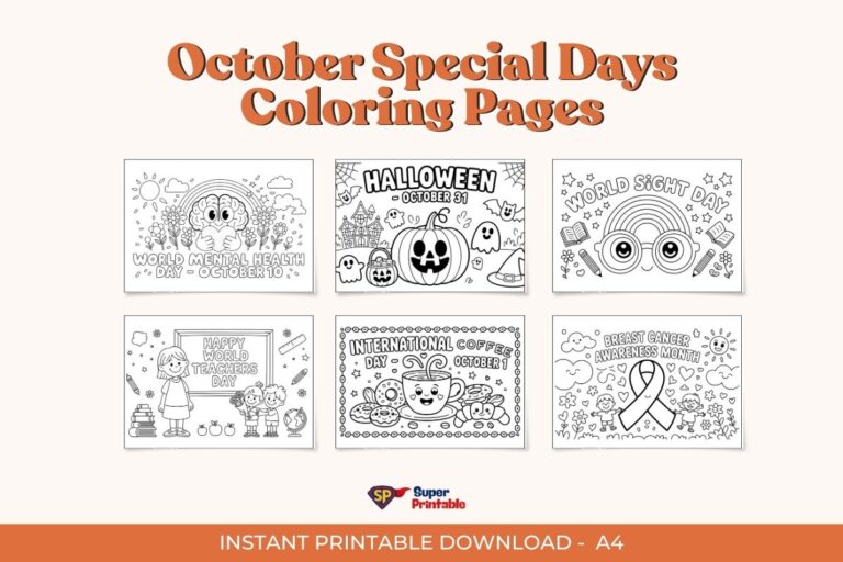10+ October Special Days Coloring Pages | Free PDF Printables