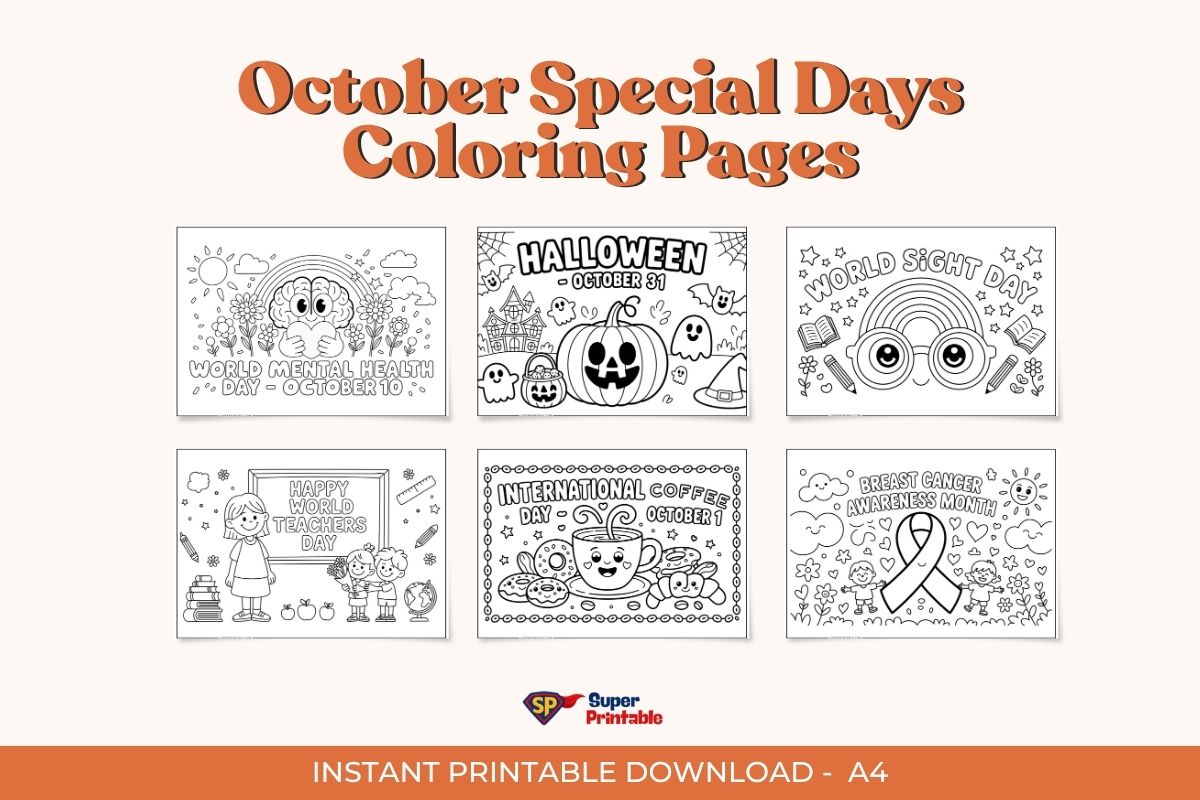 10+ October Special Days Coloring Pages | Free PDF Printables