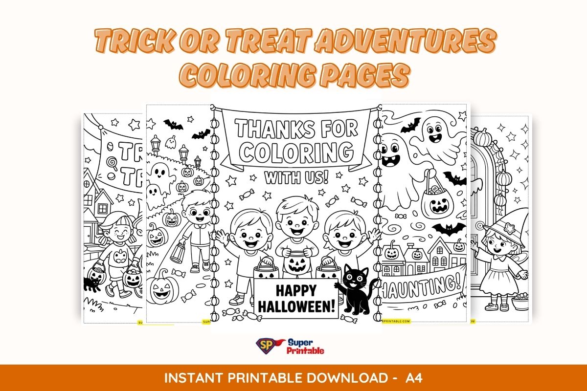 Trick or Treat Adventures Coloring Pages | Free PDF Printables