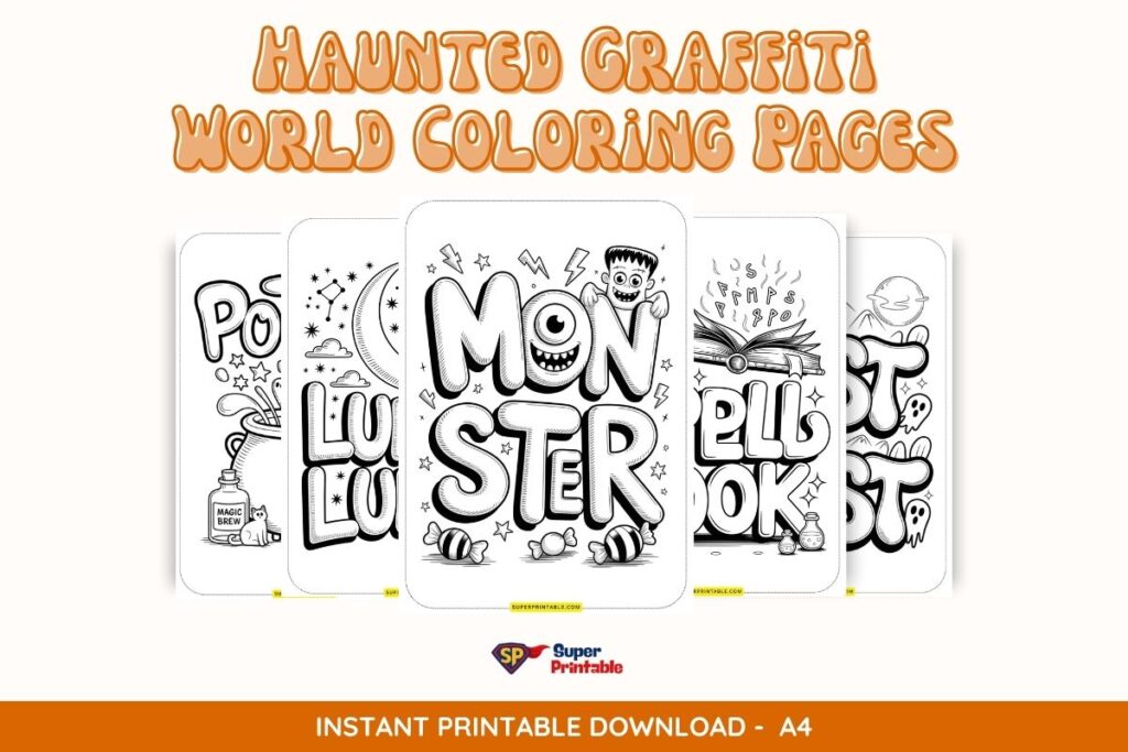20 Haunted Graffiti World Coloring Pages For Halloween