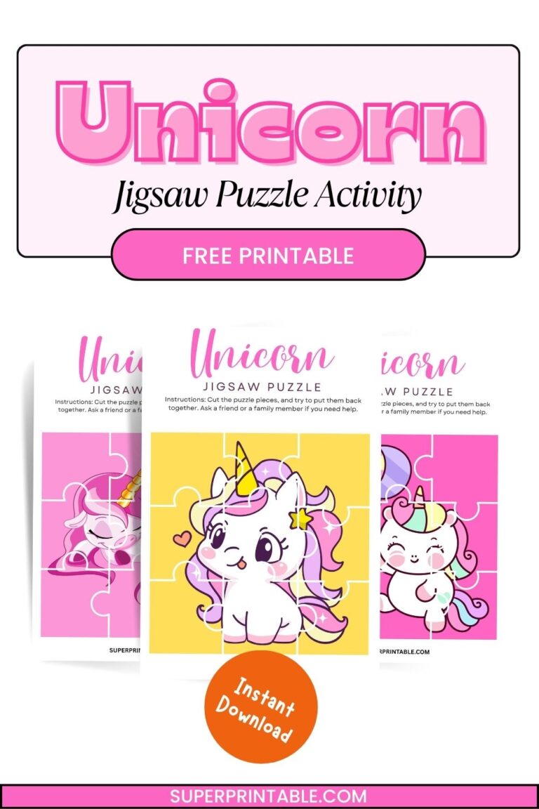 20 Unicorn Jigsaw Puzzle Activity | Free PDF Printables