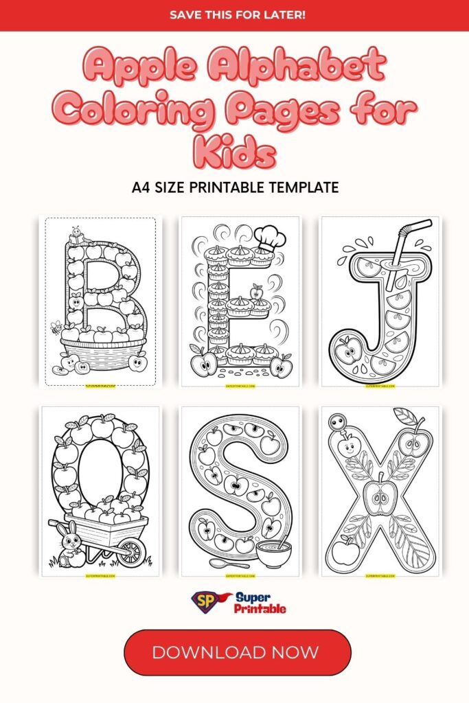 Apple Alphabet Coloring Pages for Kids | Free PDF Printables