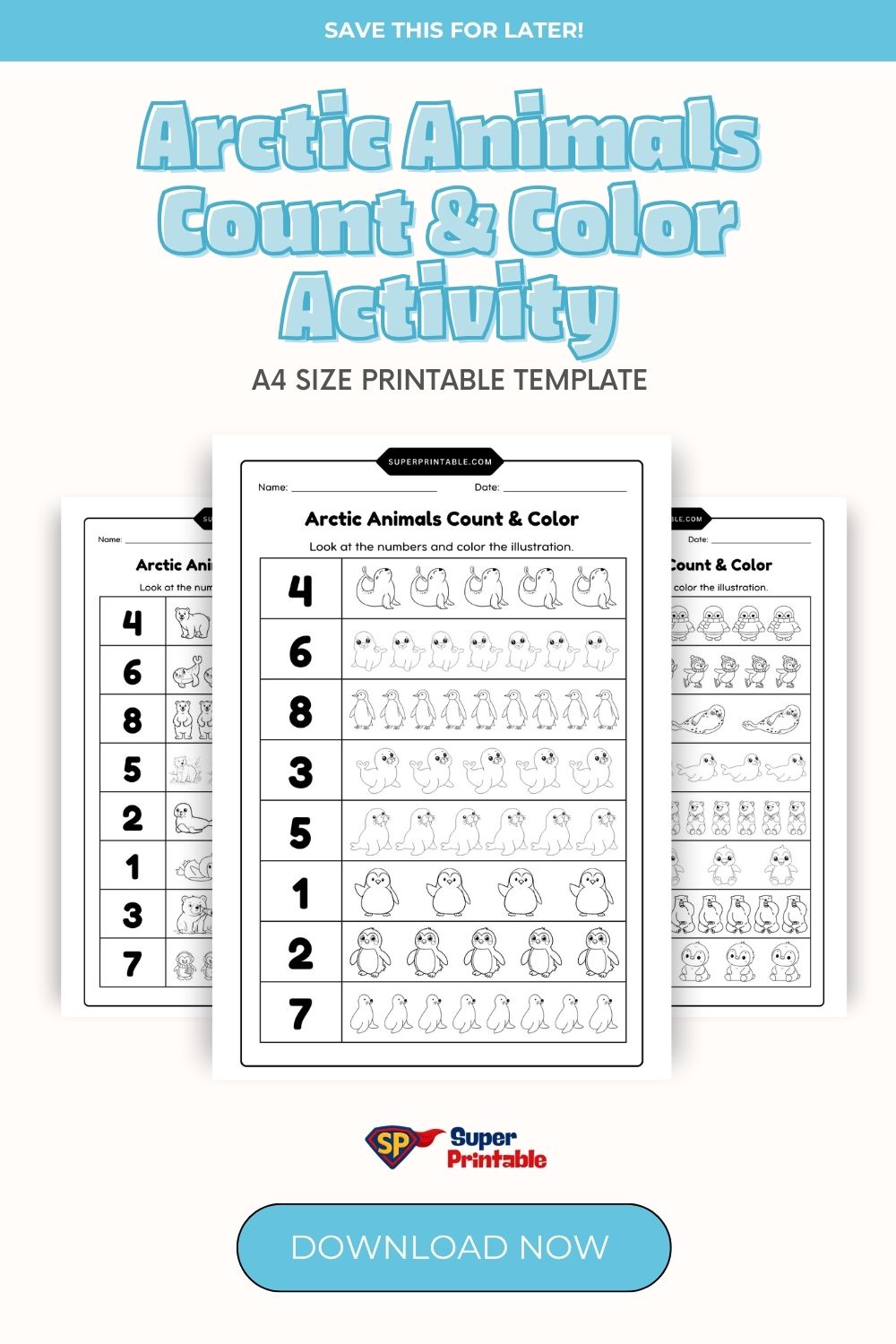 Arctic Animals Count & Color Activity Coloring | Free PDF