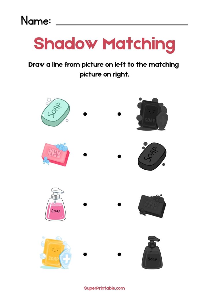 Bathroom Find The Shadow Matching Worksheet | Free PDF