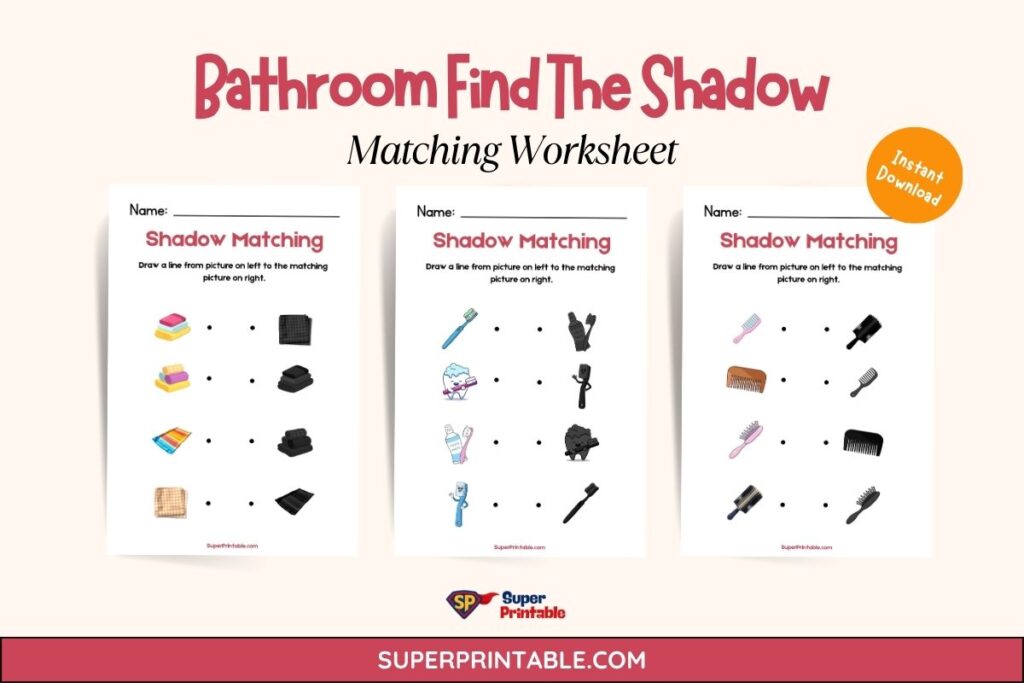 Bathroom Find The Shadow Matching Worksheet | Free PDF