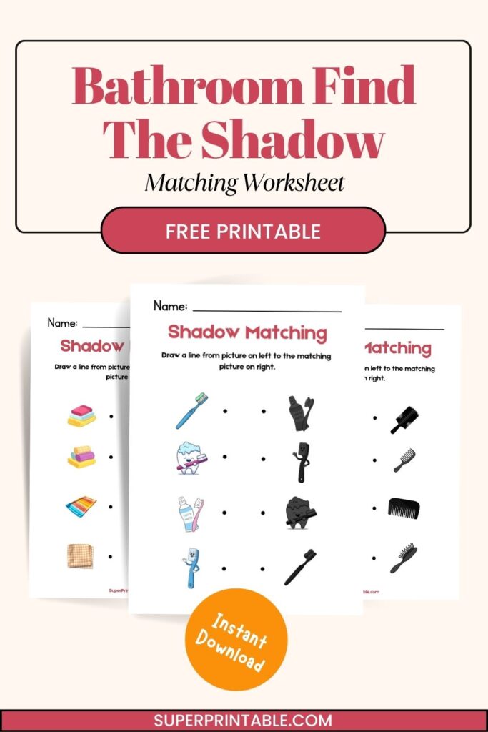 Bathroom Find The Shadow Matching Worksheet | Free PDF