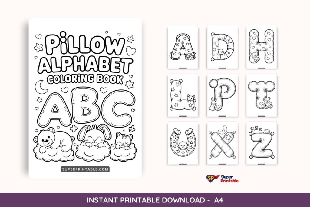 Cozy Pillow Alphabet Coloring Pages | Free PDF Printables