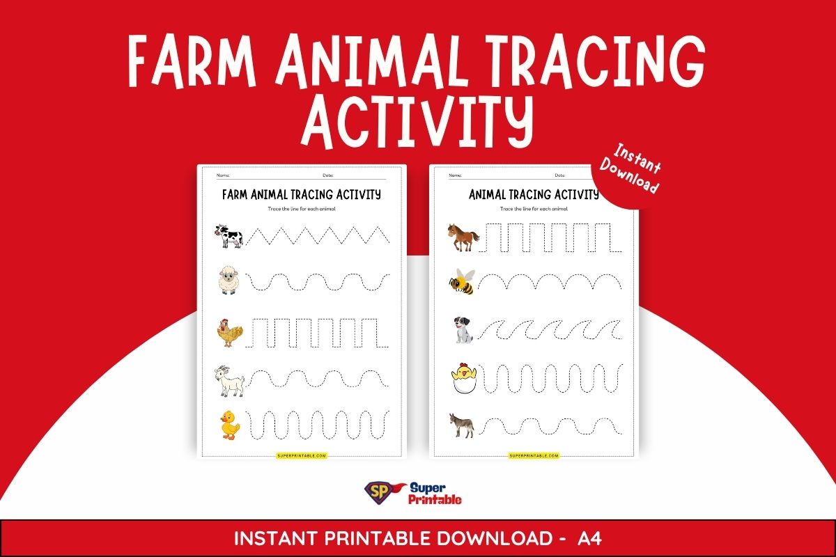 2 Farm Animal Tracing Activity | Free PDF Printables