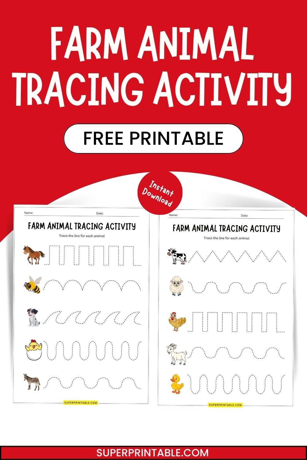 2 Farm Animal Tracing Activity | Free PDF Printables
